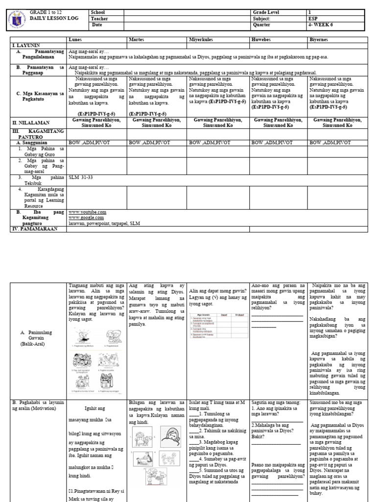 Q4 Grade 1 Esp W6 | PDF