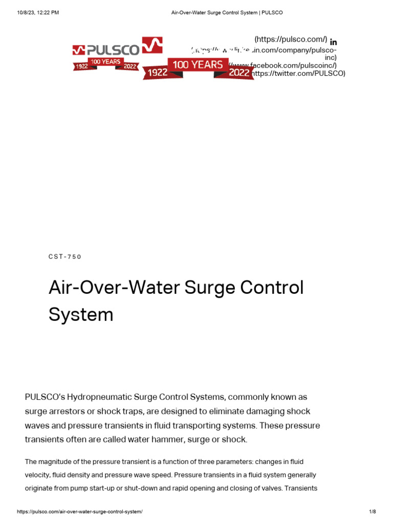 Air-Over-Water Surge Control Systems | PDF | Pump | Civil Engineering