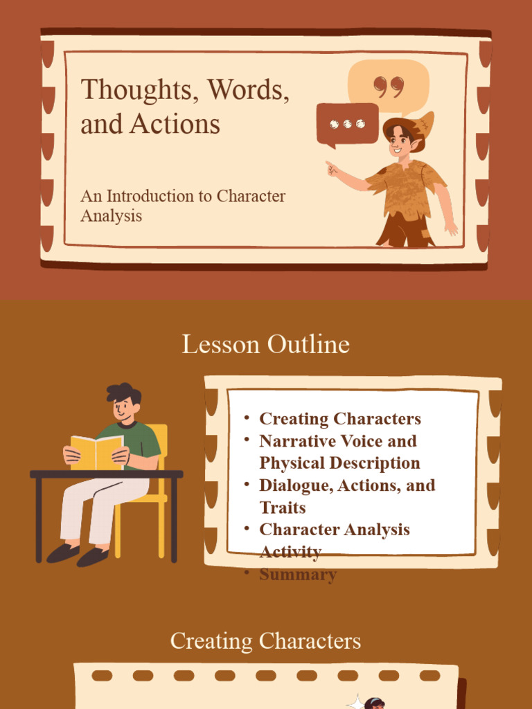 A Character's Thoughts, Words, and Actions Education Presentation in ...