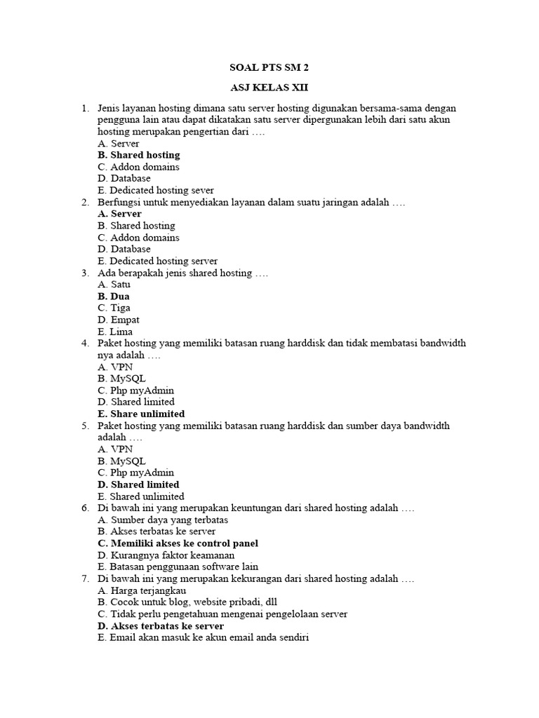 Soal PTS SM 2 Asj | PDF | Bisnis | Komputer