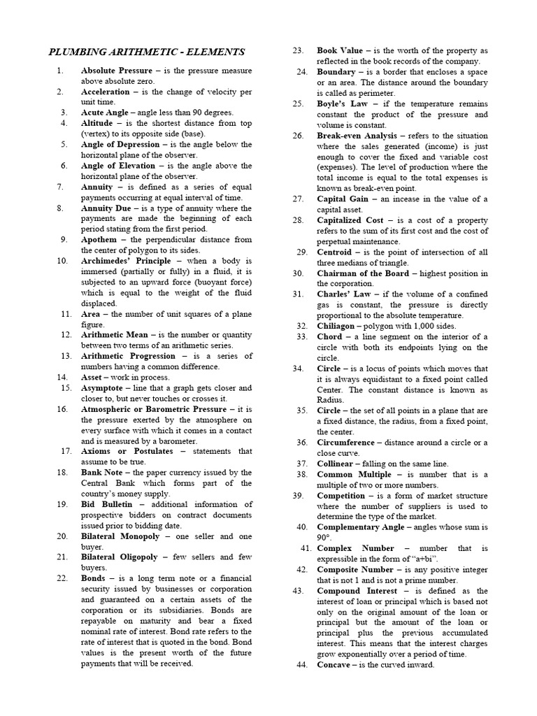 Plumbing-Arithmetic-Terms-2 | PDF | Triangle | Force