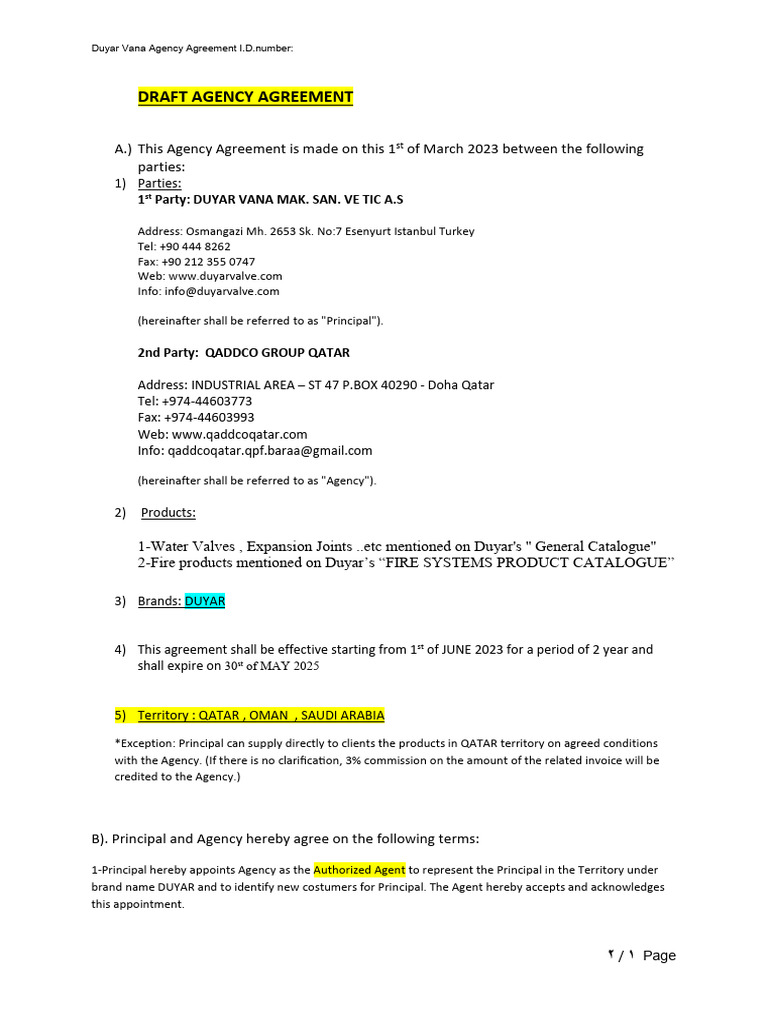 Duyar Valves Draft Exclusivity | PDF | Civil Law (Legal System) | Justice