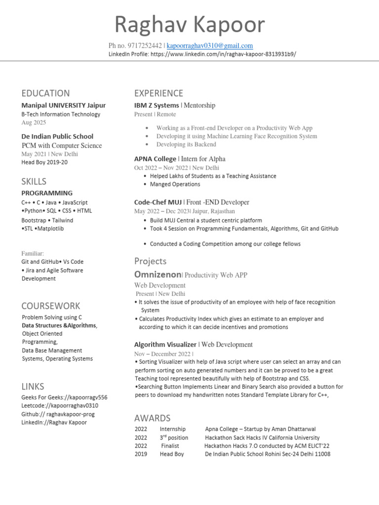 raghav resume | PDF | Computer Programming | Web Development