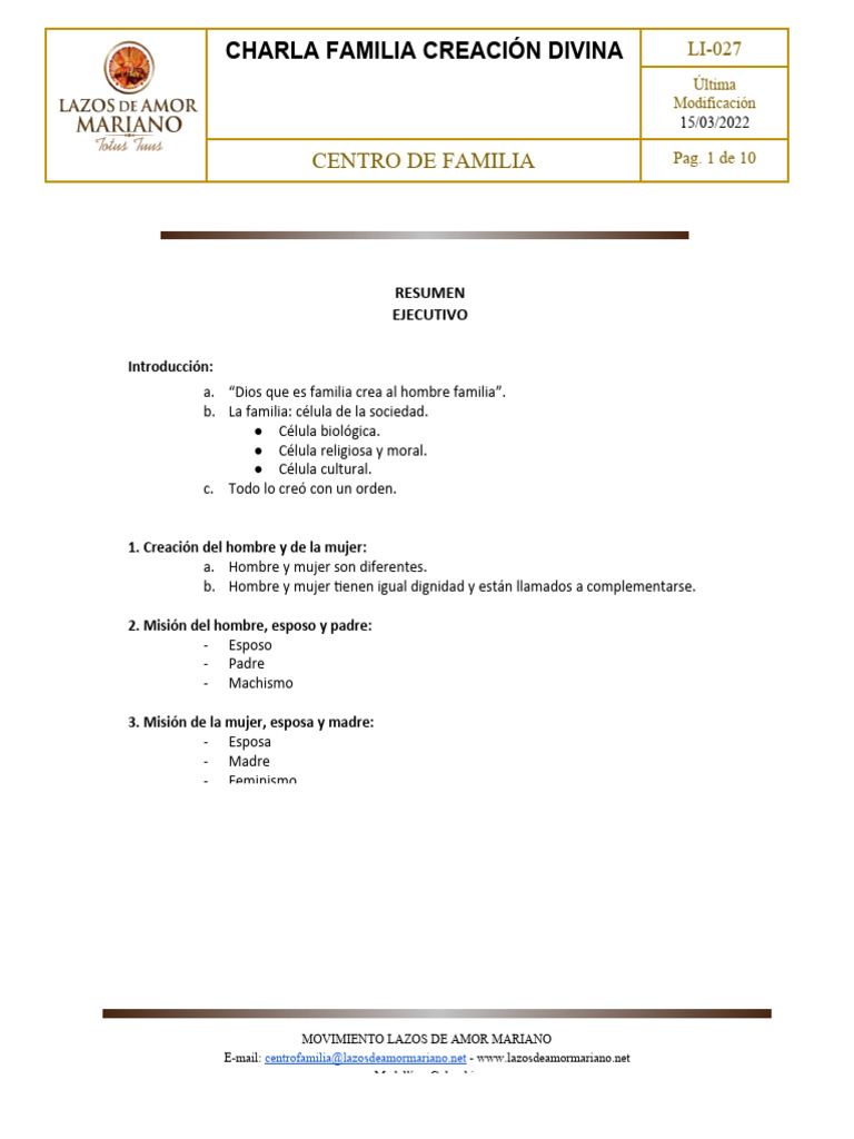 LI-027 Familia Creación Divina | Descargar gratis PDF | Cristo (título) | Amor