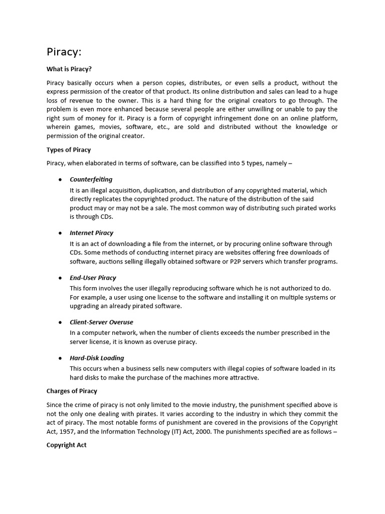 Types of Software Piracy Explained | PDF | Copyright Infringement ...