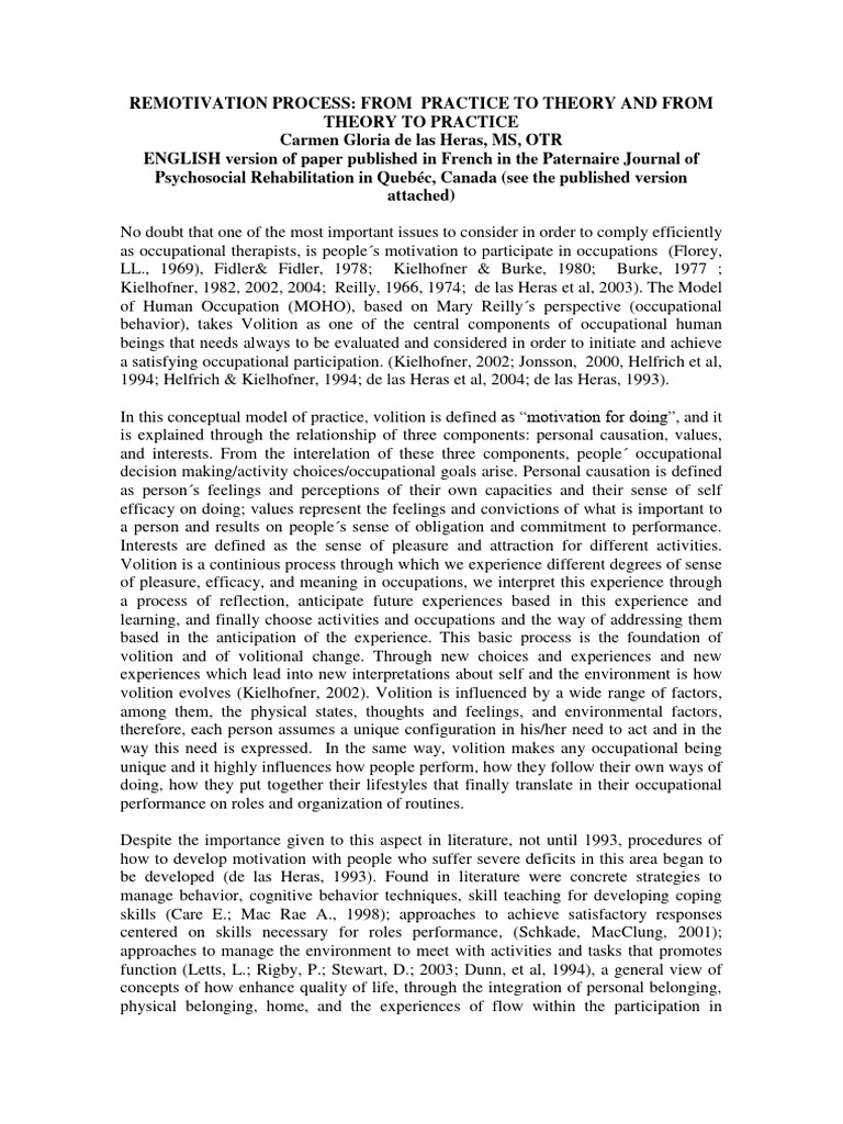 Remotivation Process | PDF | Occupational Therapy | Motivation