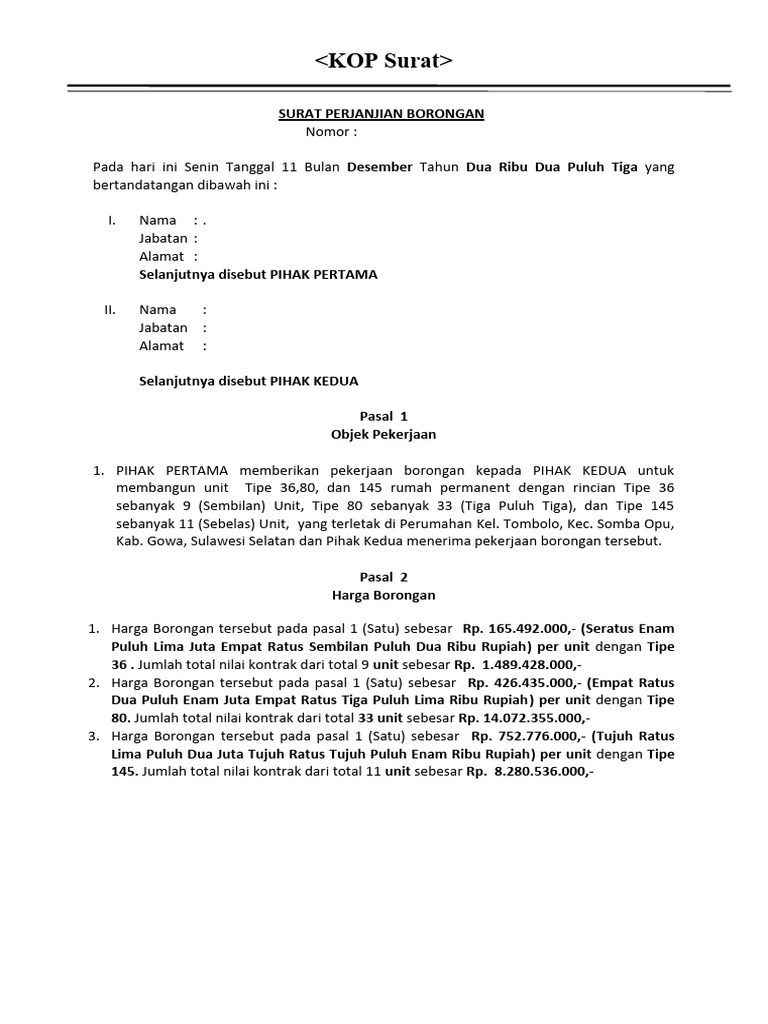 Contoh Surat SPK | PDF