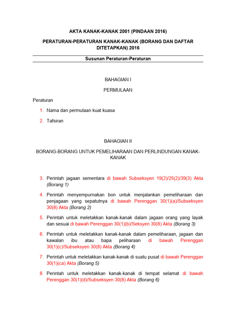 Borang-Borang Perintah AKK PINDAAN 2016 | PDF