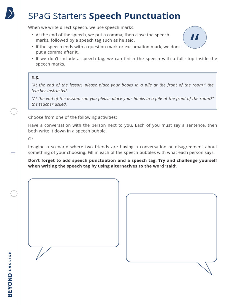 Exercise For Speech Punctuation | PDF