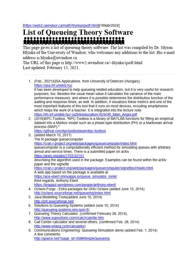 List of Queueing Theory Software | PDF | Markov Chain | Computer Science