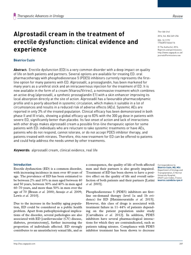 Alprostadil Cream in The Treatment of ED | PDF | Phases Of Clinical ...