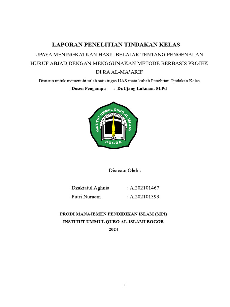 Lap - PTK Ra Al-ma'Arif Uas | PDF | Karier & Perkembangan | Kesehatan ...