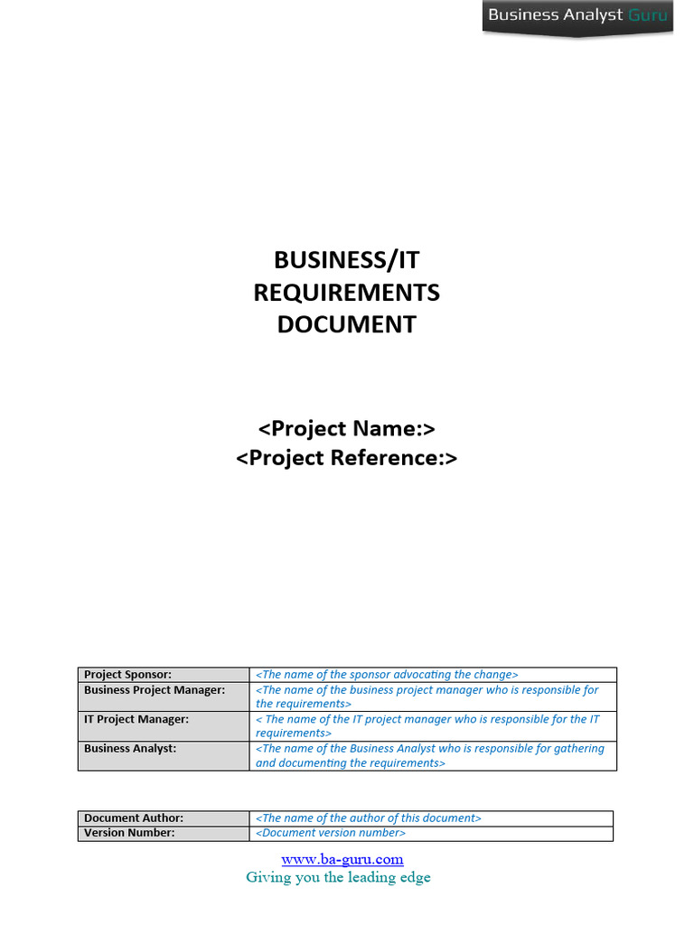 BRD Template | PDF | Business | Software Engineering