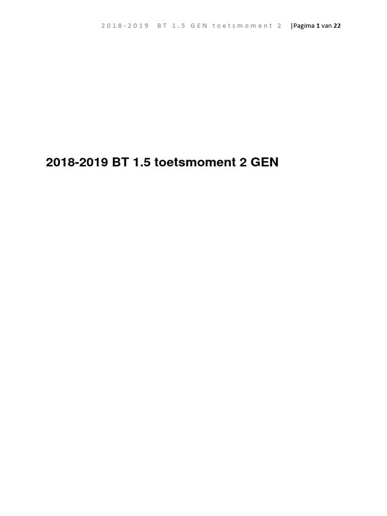 2018 2019 BT15 tm2 Toets GEN | PDF