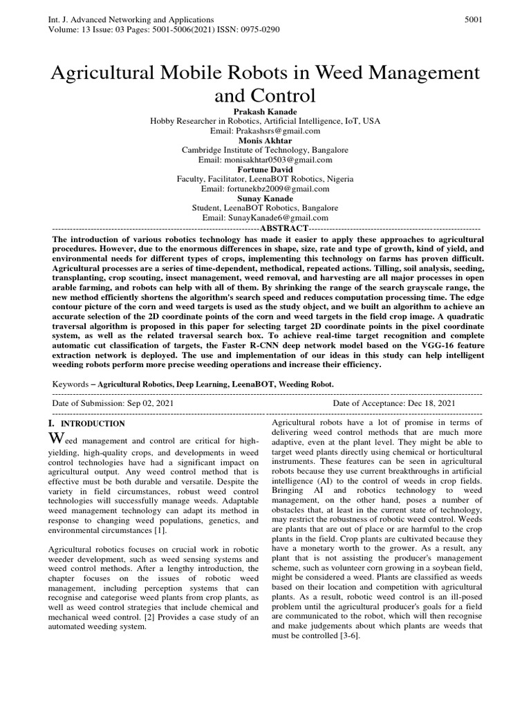Agricultural Mobile Robots in Weed Manag | PDF | Weed | Robotics
