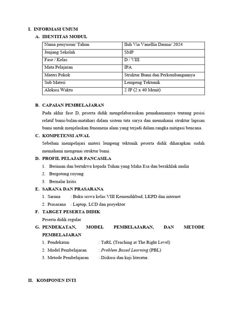 Modul Ajar Lempeng Tektonik p2 | PDF