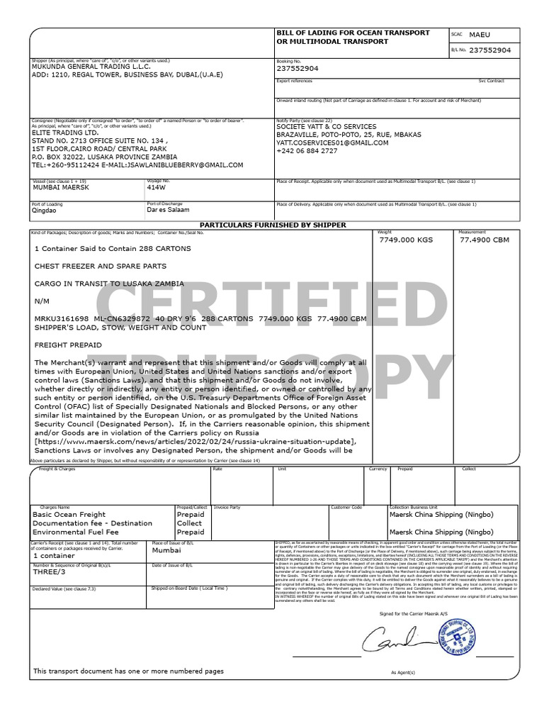 MGT 2159 | PDF | Bill Of Lading | Cargo