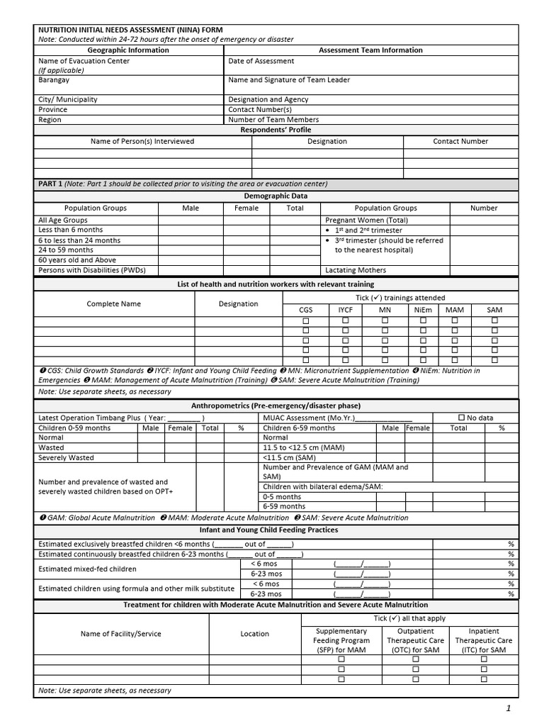 Nina Tool Revised 2017 | PDF | Malnutrition | Nutrition