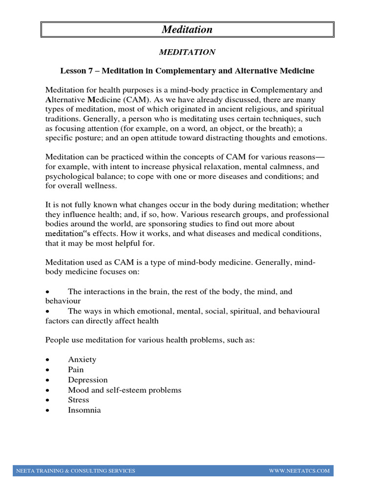 Lesson 07 | PDF | Meditation | Psychiatry