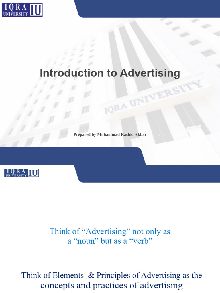 Intro to Advertising PPT (1)(1) | Download Free PDF | Advertising | Brand