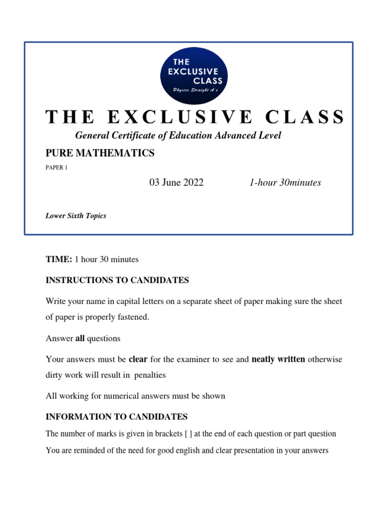 Maths Straight A's Paper 1 | PDF