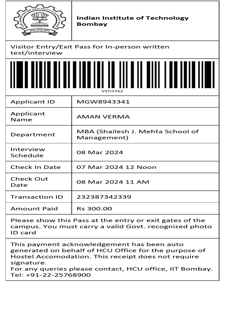 IITB Hostel Room | PDF