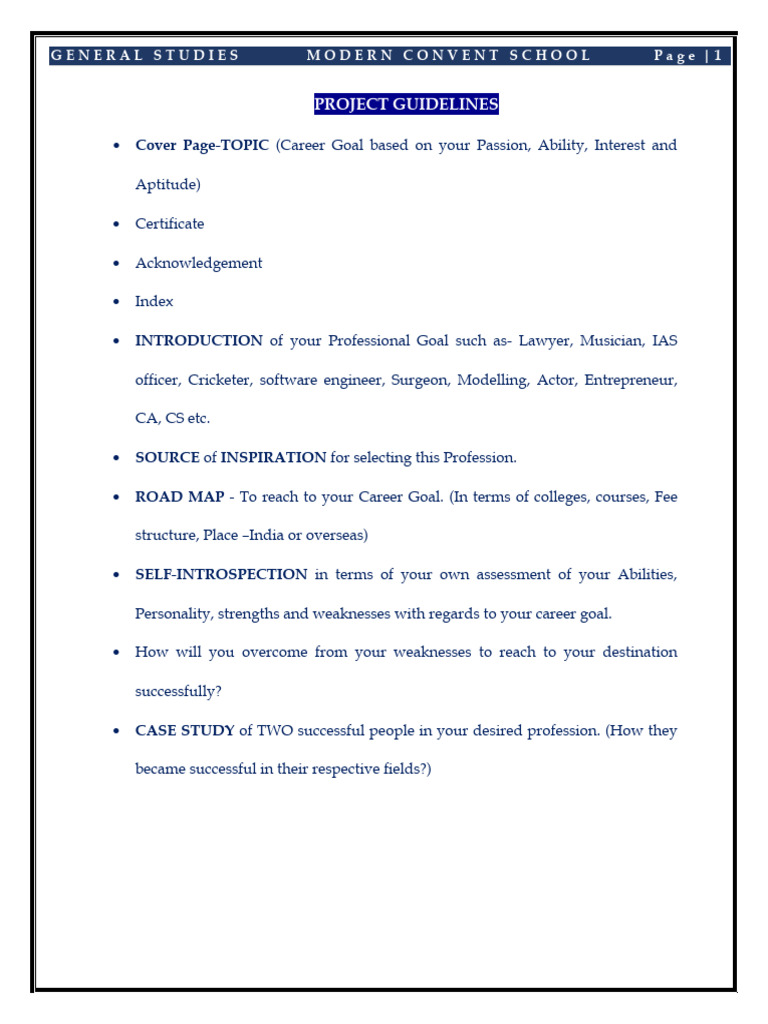 Career Goal Project Guidelines | PDF