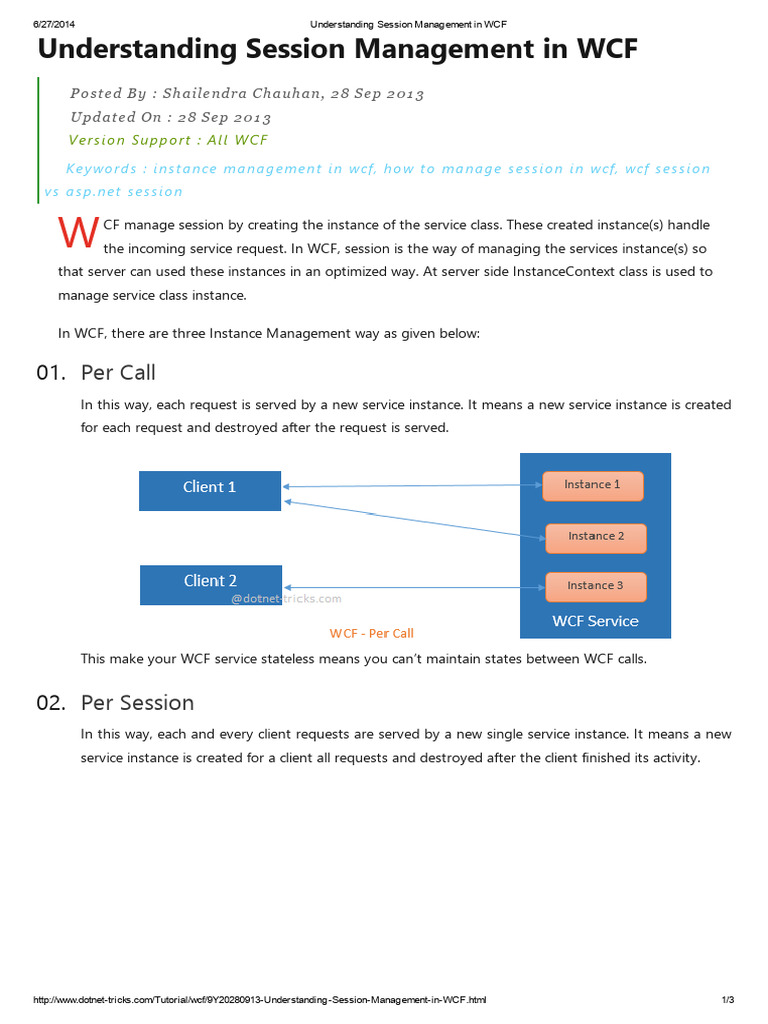 Understanding Session Management in WCF | PDF | Windows Communication Foundation | Active Server ...