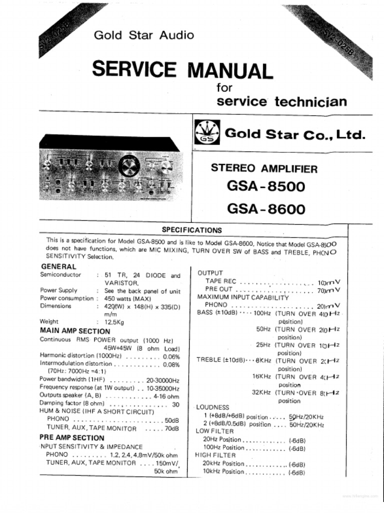 Goldstar Gsa-8500 Gsa-8600 Amplifier | PDF