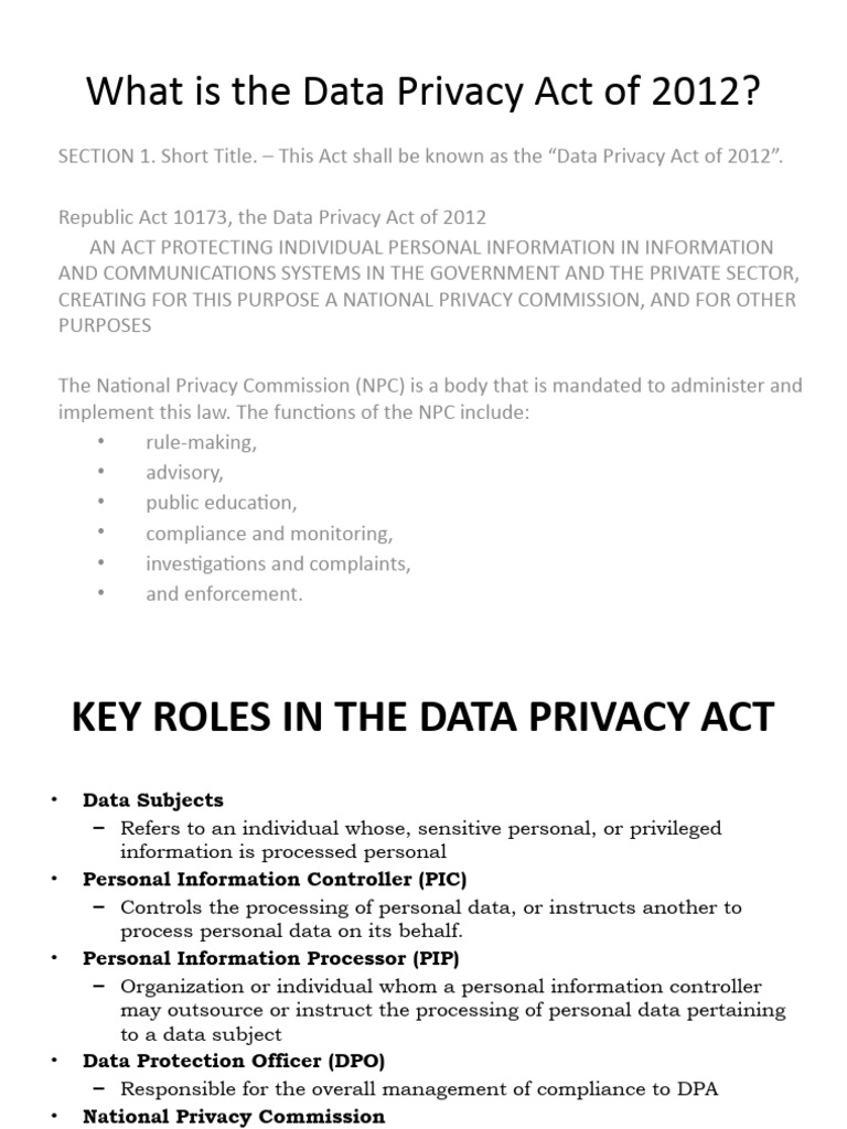 Data Privacy Act 2012 Overview | PDF | Information Privacy | Privacy