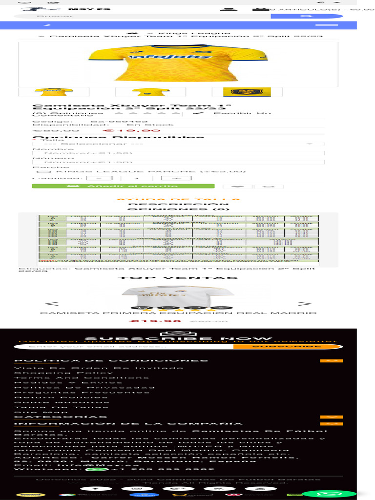 Camiseta Xbuyer Team 1 Equipación 2º Split 2223 | PDF