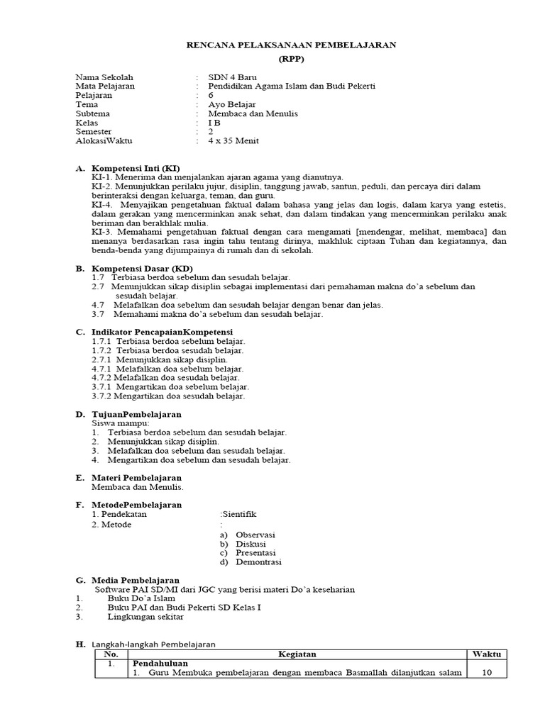 RPP - KLS. 1 6.3. Ayo Belajar - Membaca Dan Menulis | PDF | Karier & Perkembangan
