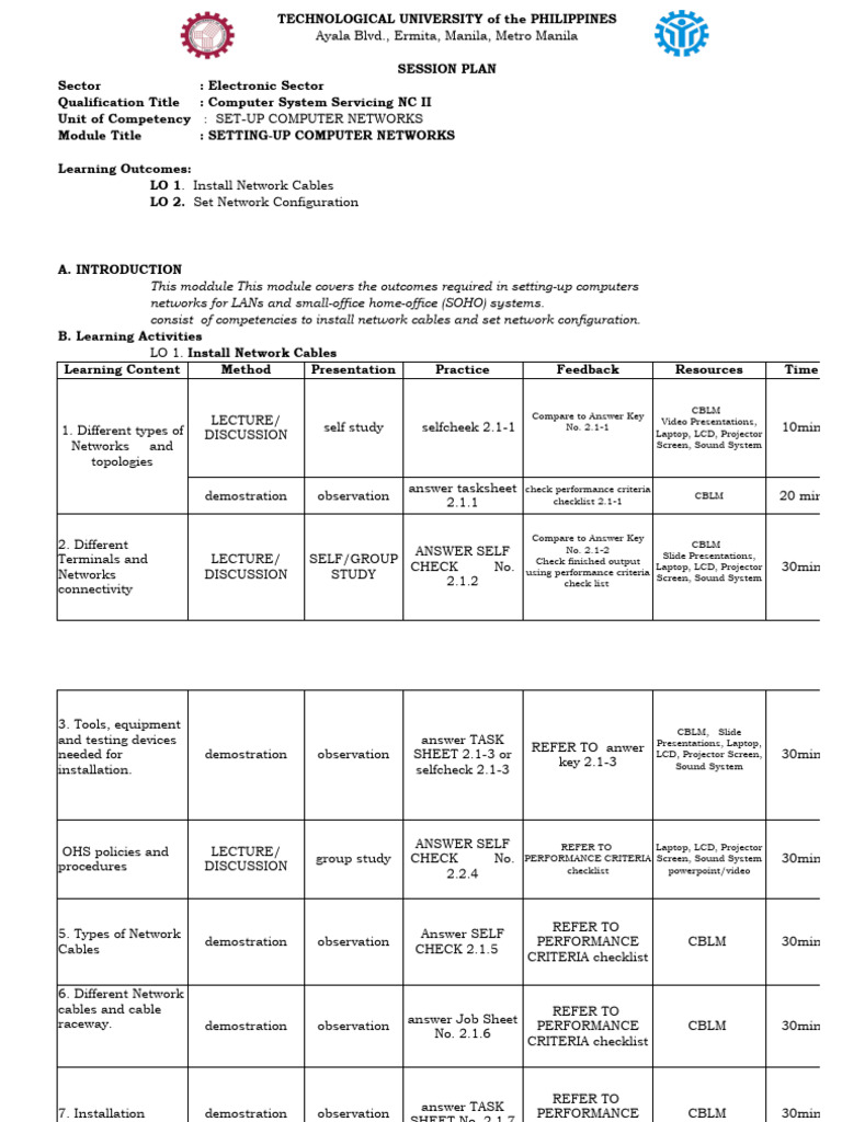 6-sessionPlan | PDF | Computer Network | Computer Hardware