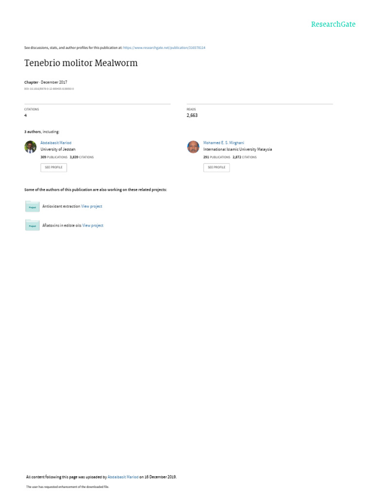 Chapter3 Tenebriomolitormealworm | PDF | Wellness | Science & Mathematics