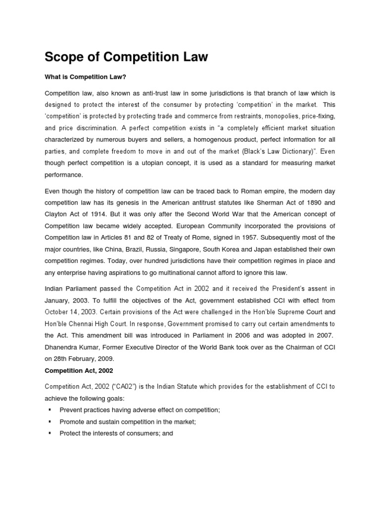 Scope of Competition Law | PDF | Competition Law | Competition
