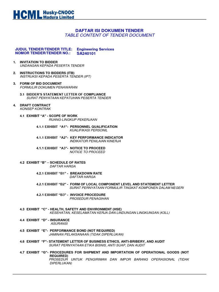 Engineering Services Tender Document | PDF