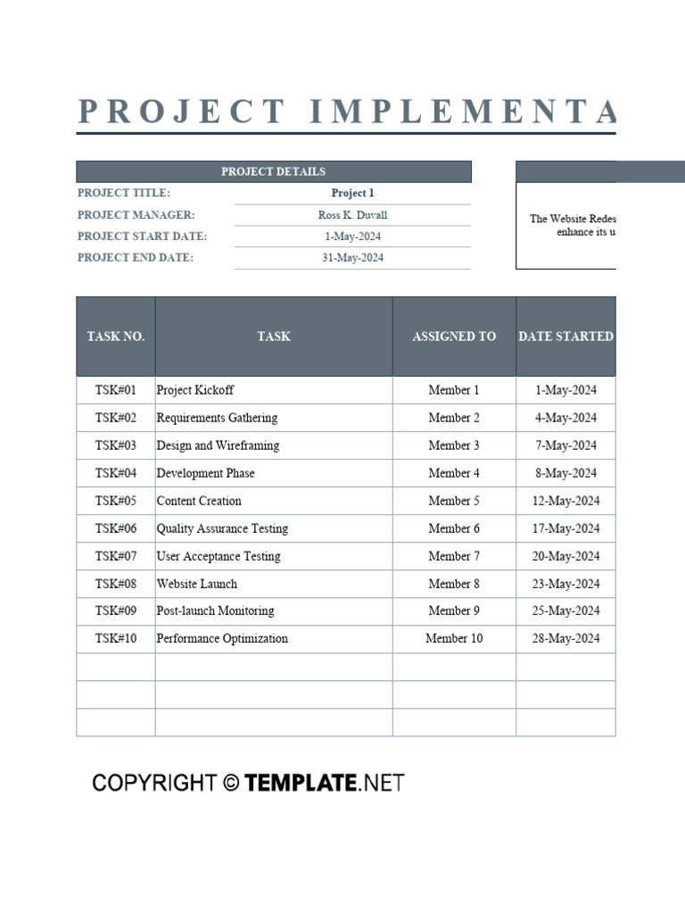 Project Implementation Plan Template | PDF | Information Technology ...