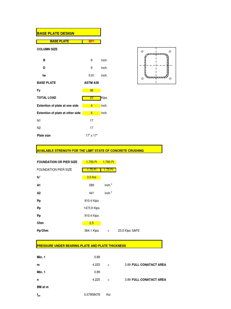 Base Plate Design Specifications | PDF