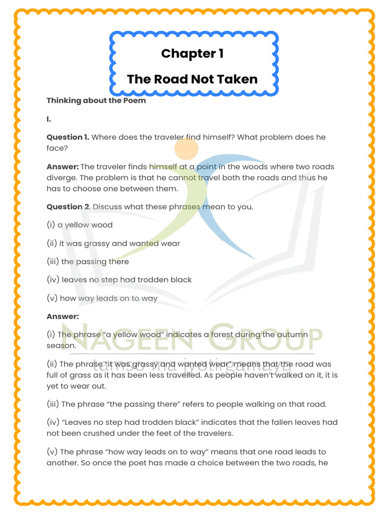 IX Textbook Solu - The Road Not Taken | PDF