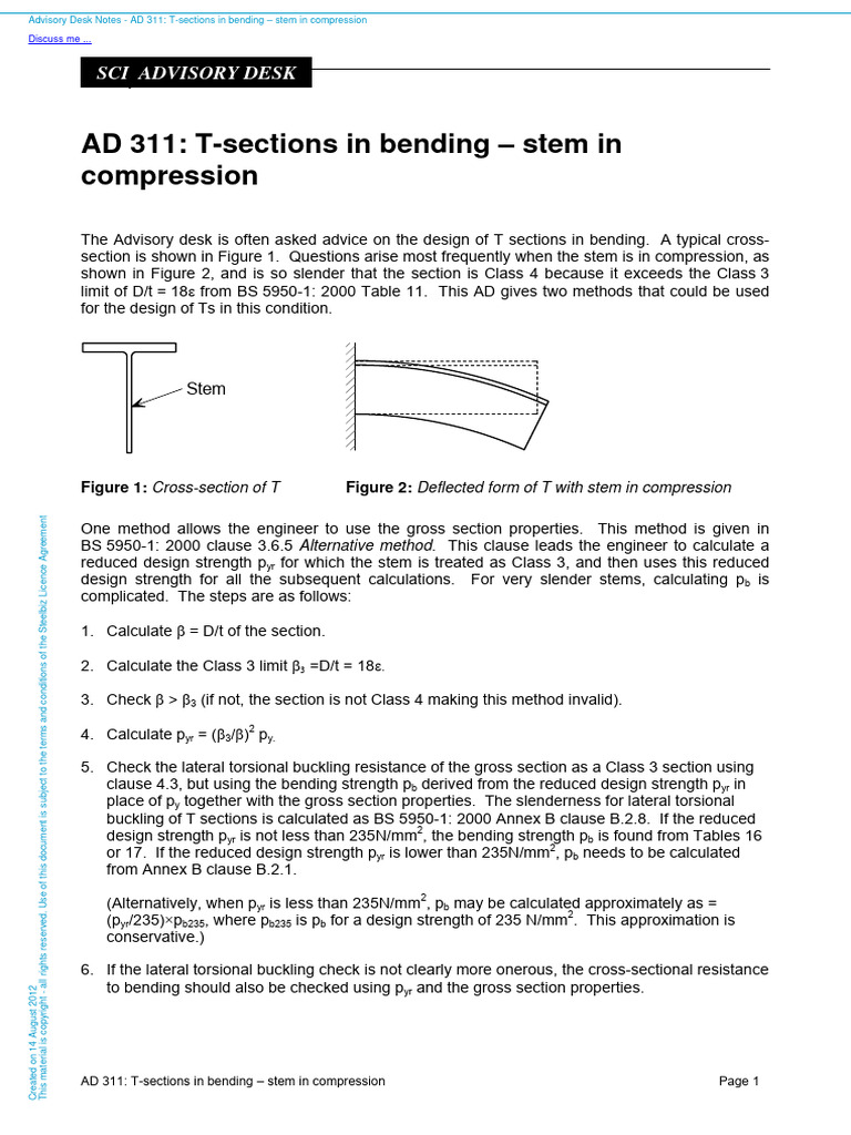 AD 311_T-sections in bending - stem in compression | PDF | Bending ...