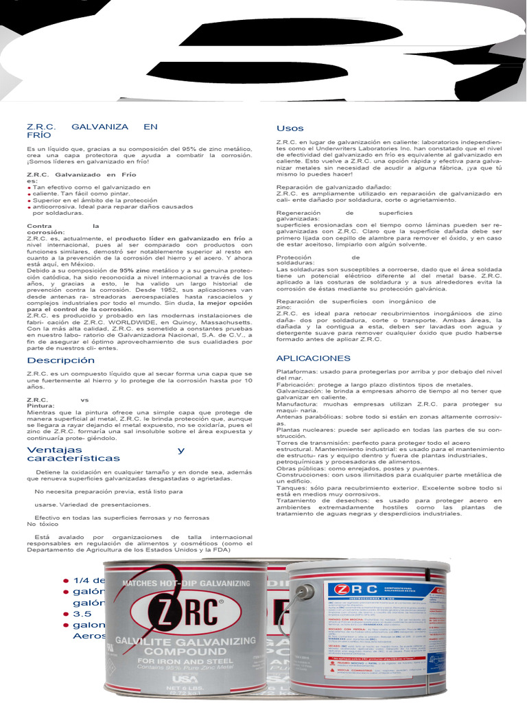 ZRC Ficha Tecnica | PDF | Corrosión | Rieles