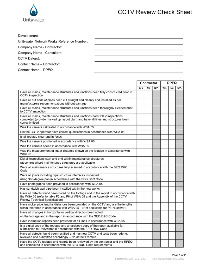 AC - CCTV Review Check Sheet - F10683 | Download Free PDF | Closed ...