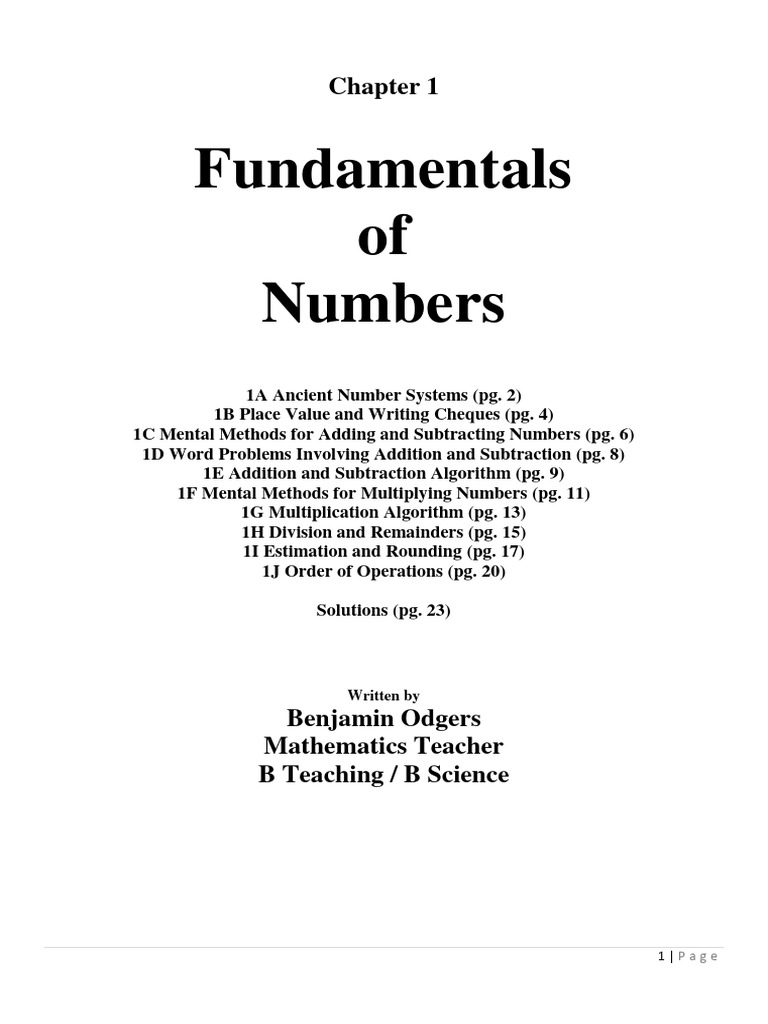 Chapter 1 Booklet - Fundamentals of Numbers | PDF | Multiplication ...