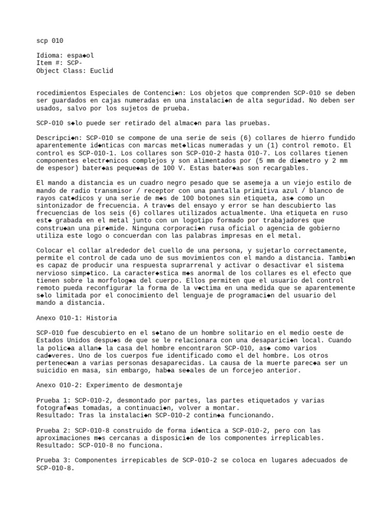 SCP 010 | PDF