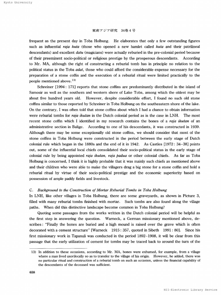 IKEGAMI - HistoricalChanges of Toba Batak Reburial Tombs-16-31 | PDF ...