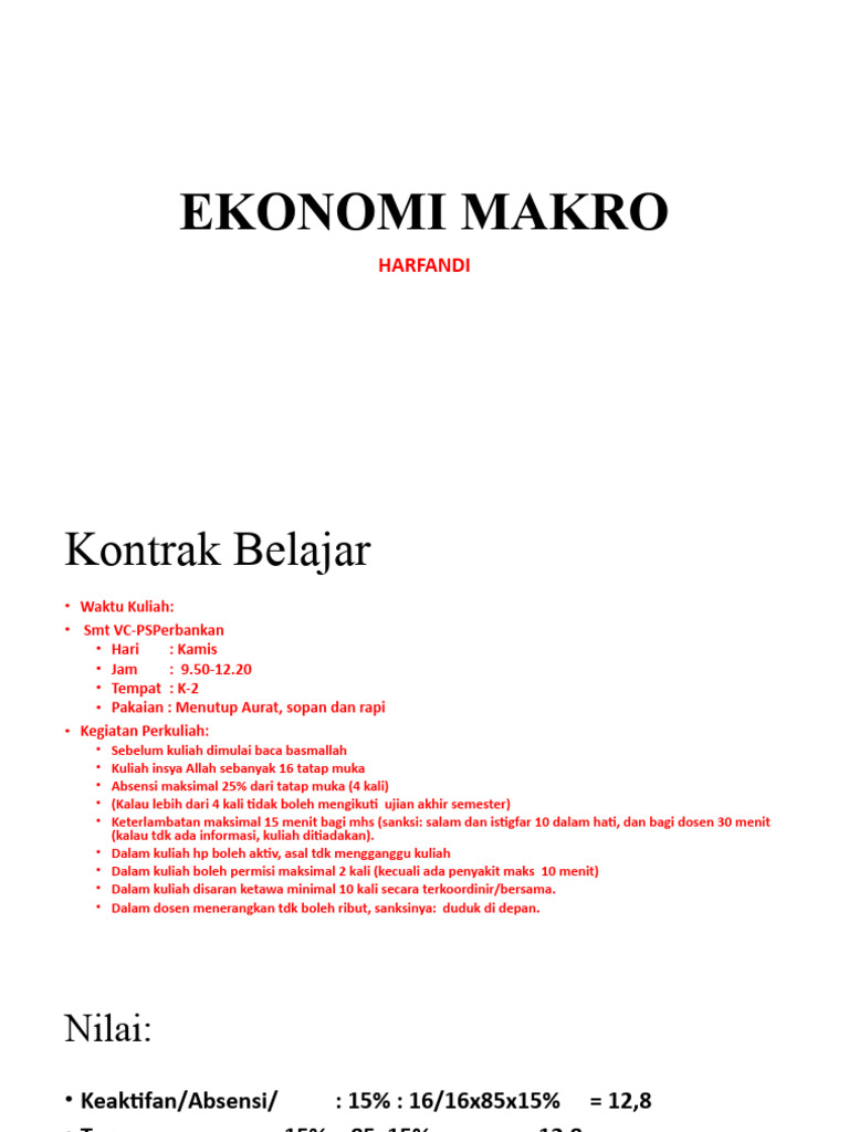 Pertemuan 1-Ekonomi Makro | PDF | Bisnis | Pengelolaan Keuangan & Uang