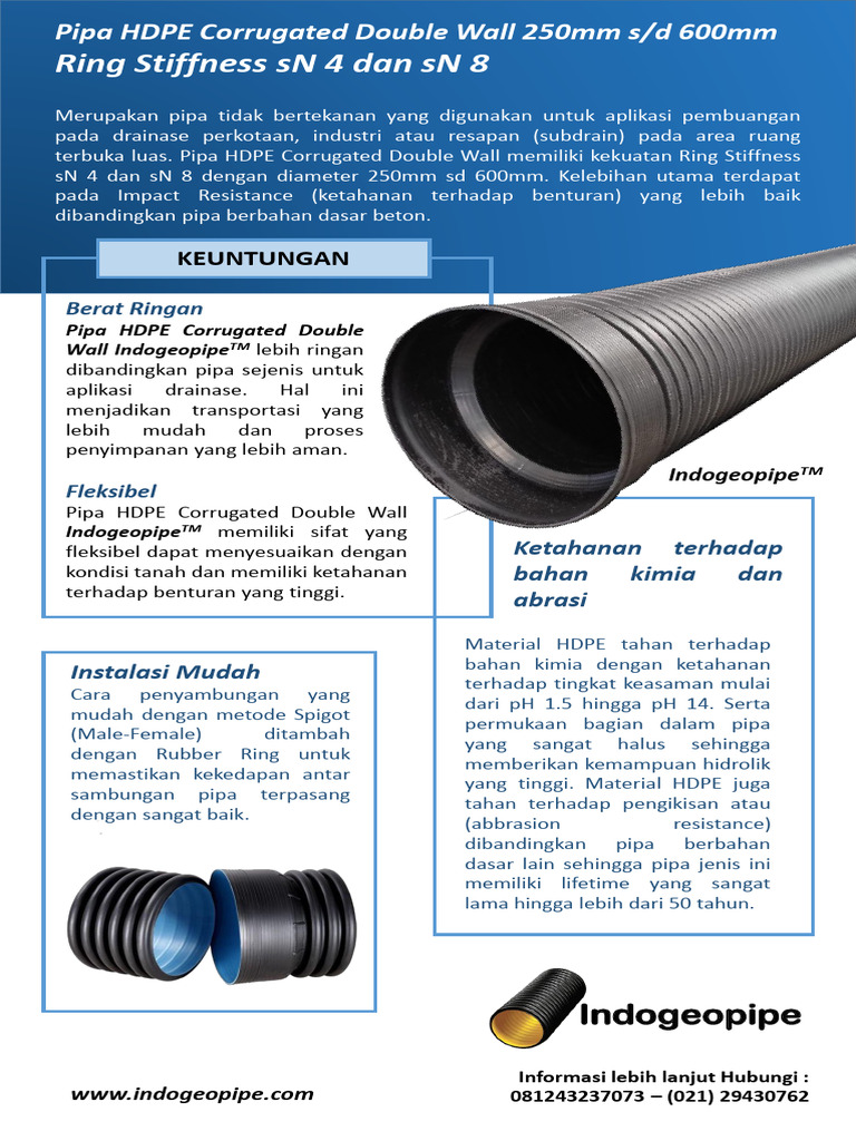 Katalog Pipa HDPE Corrugated 250-600 MM 2023 | PDF