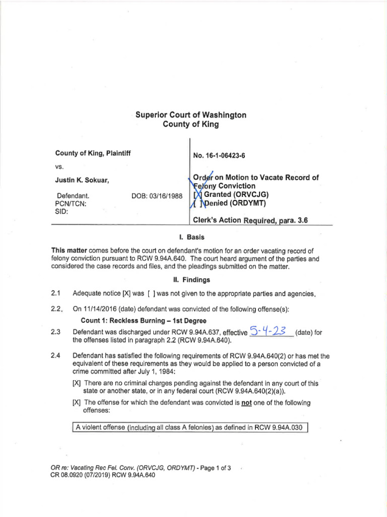 Sokuar 16-1-06423-6 Signed Order | PDF