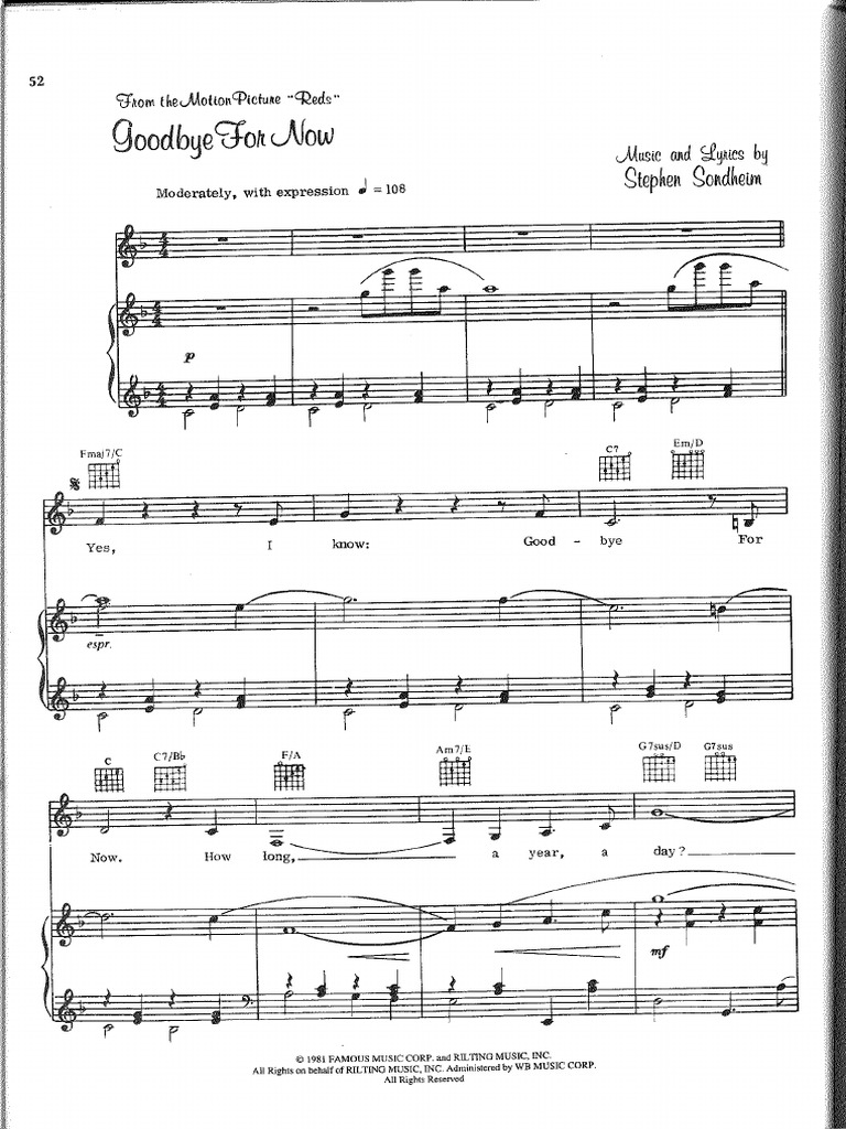 Good Bye For Now - Reds | PDF