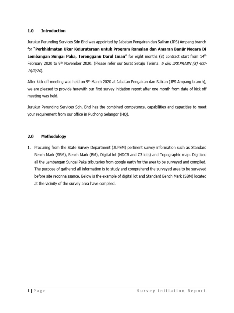 Initiation Report SG Paka | PDF | Surveying | Geodesy